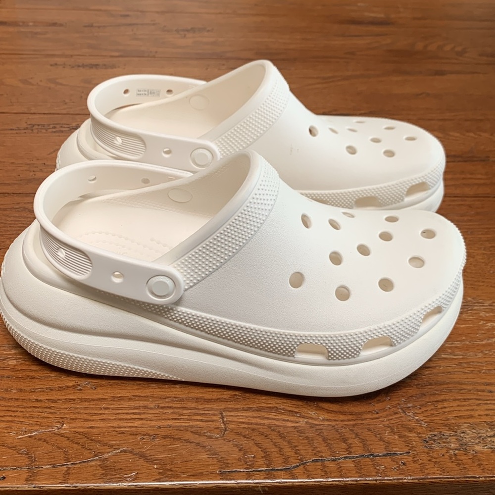 Crocs Classic Crush Platform Clog Shoe White Slingbac… - Gem